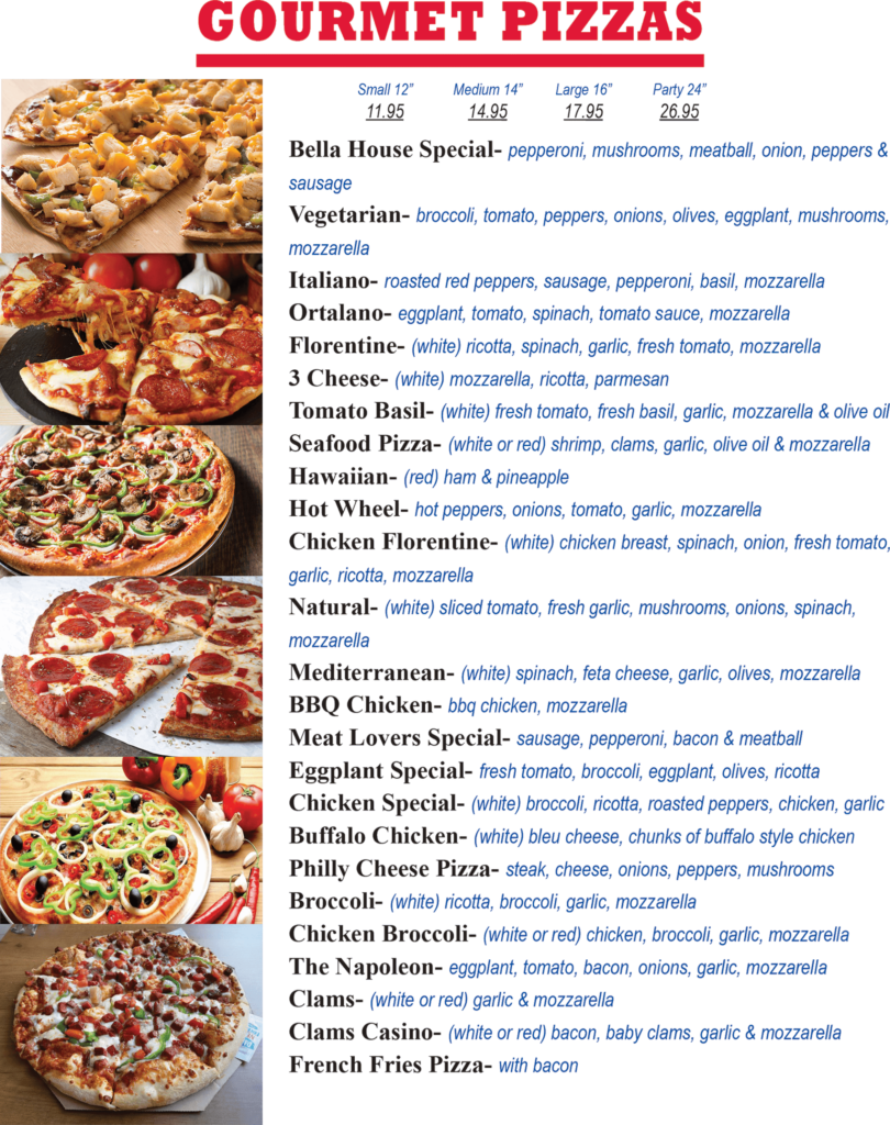 Gourmet Pizzas – Bella Pizza